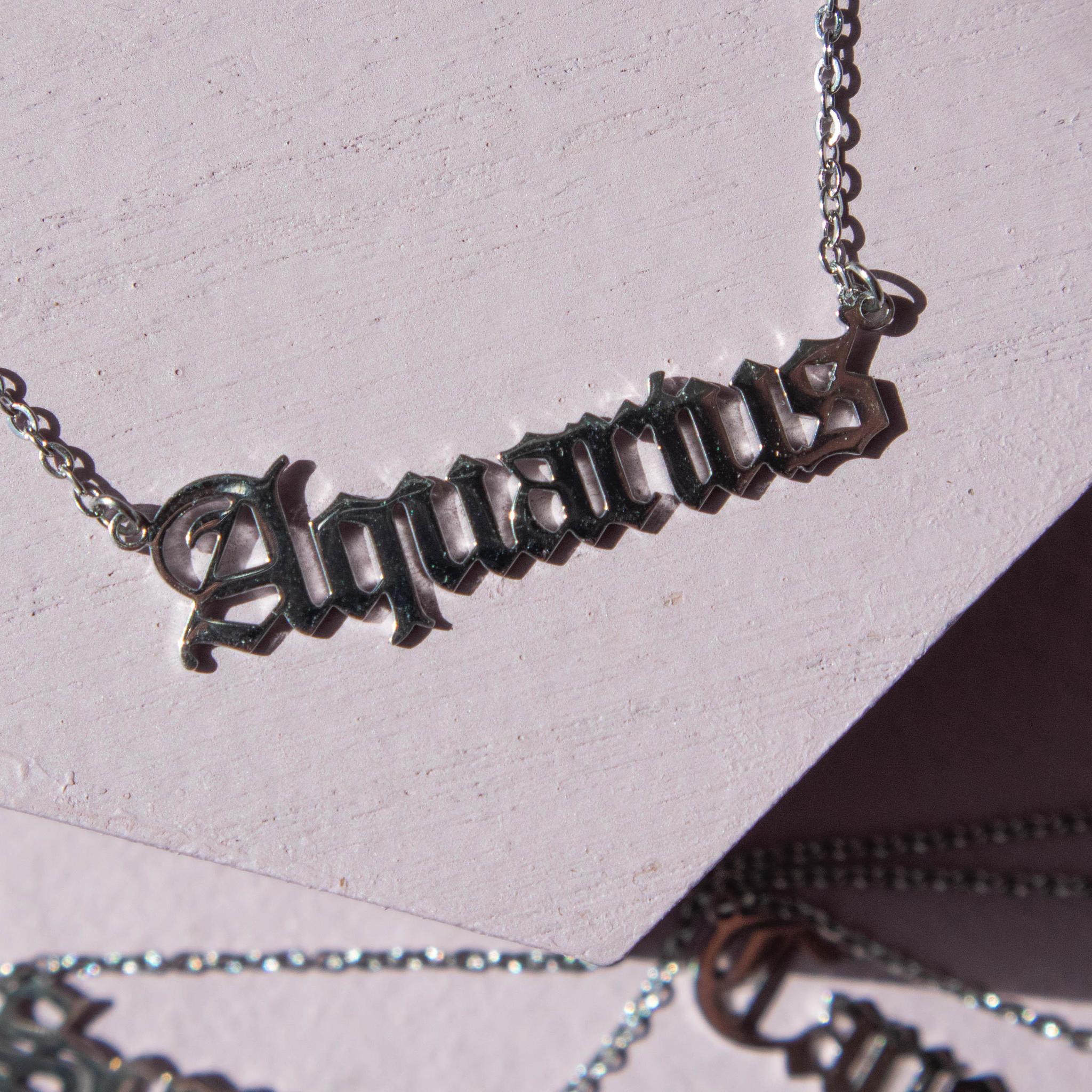 Zodiac script necklace store